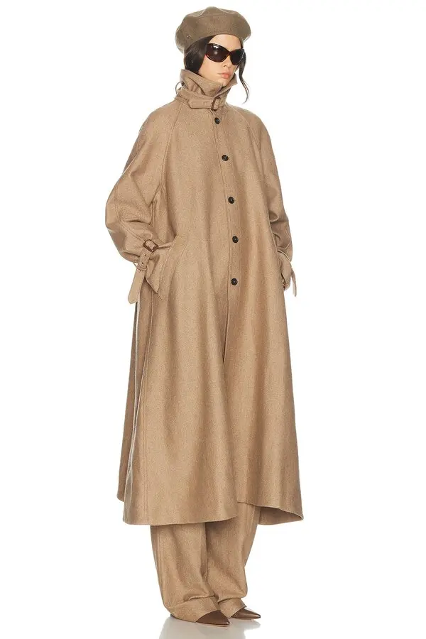 HELSA Italian Herringbone Trench Coat In Brown - Camel