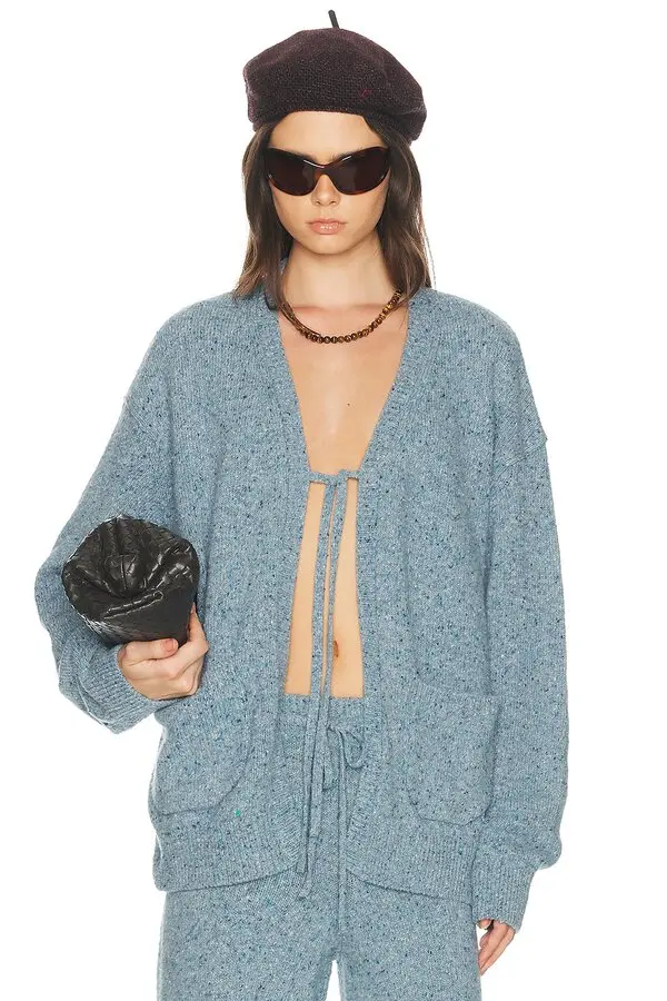 HELSA Paxton Fleck Cardigan In Blue - Denim Multi