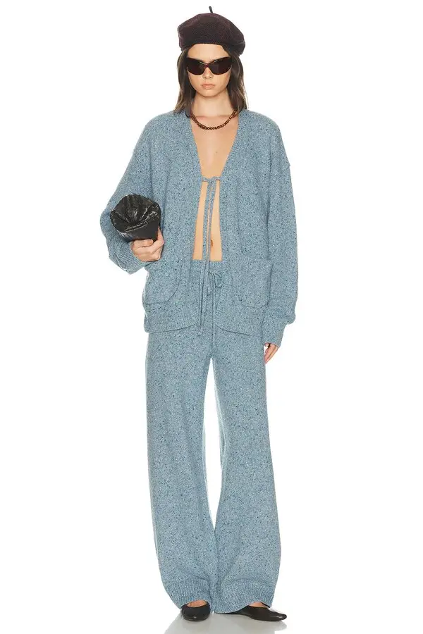HELSA Paxton Fleck Cardigan In Blue
