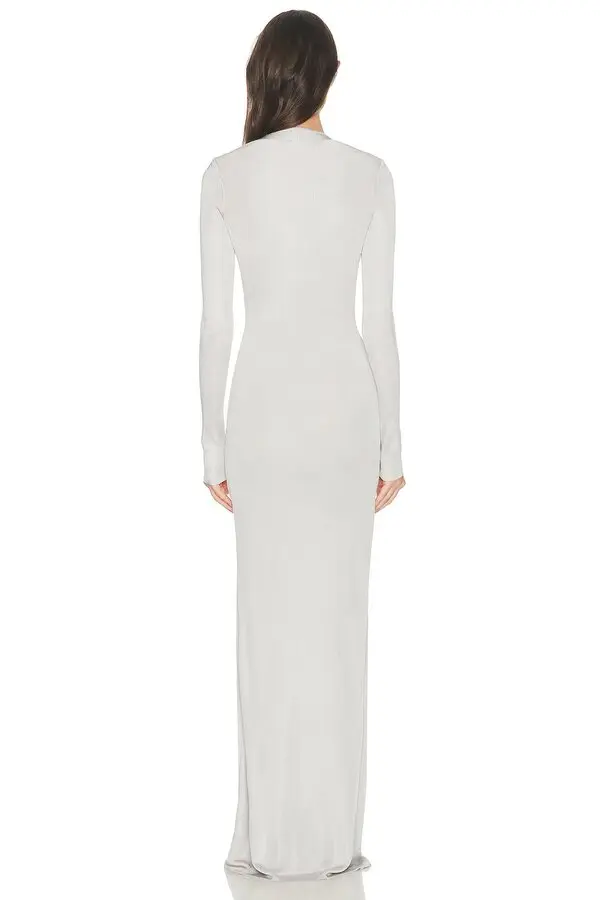 HELSA Monrow Plunge Knit Gown In Metallic