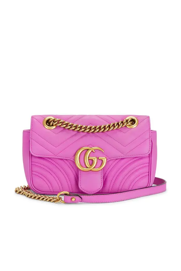 Gucci Mini Gg Marmont Shoulder Bag In Purple - Candy Mousse