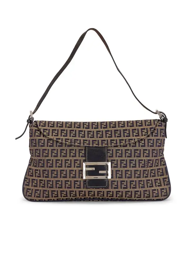 Fendi Zucchino Baguette Shoulder Bag In Navy - Blue