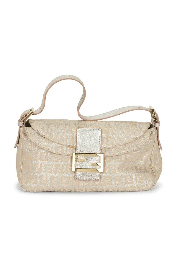 Fendi Zucchino Baguette Shoulder Bag In Grey - Gray