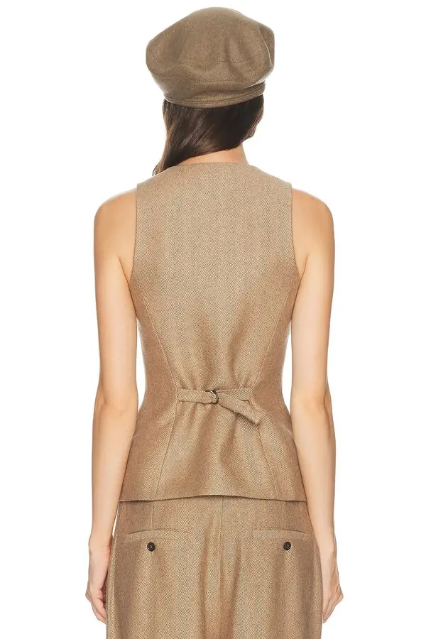 HELSA Italian Herringbone Waistcoat In Brown