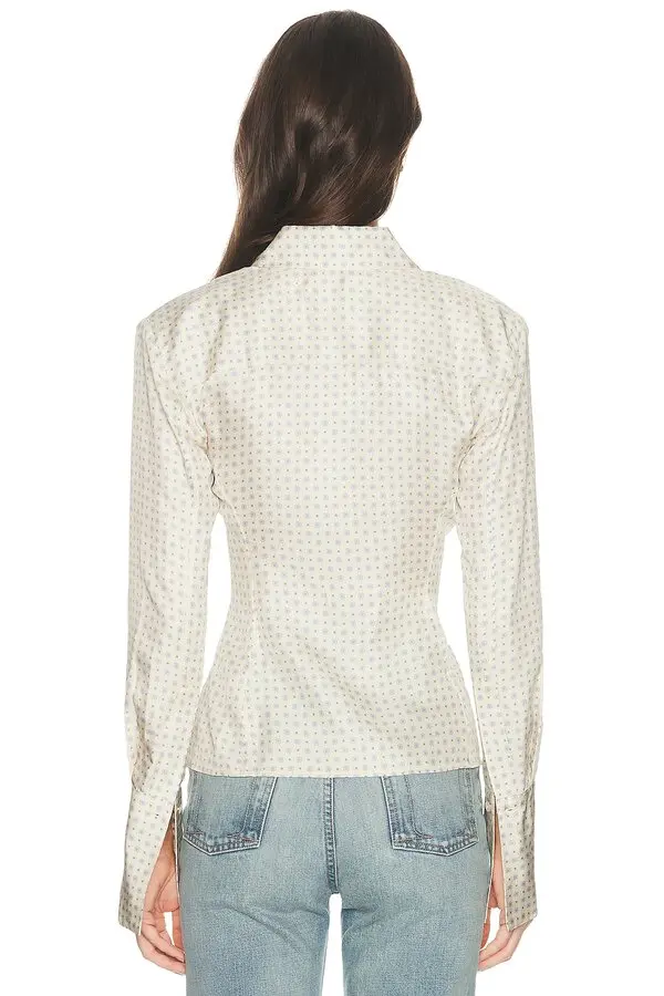 HELSA The Silky Shirt In Tie Print In White