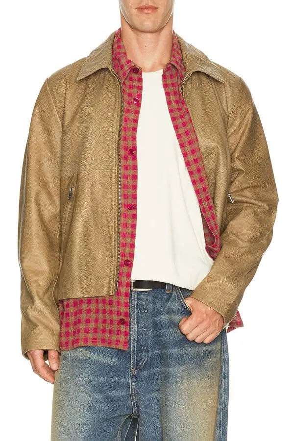 WON HUNDRED Dutton Leather Jacket In Brown