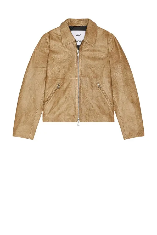 WON HUNDRED Dutton Leather Jacket In Brown