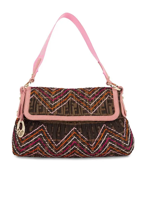Fendi Zucca Chef Shoulder Bag In Pink - Brown