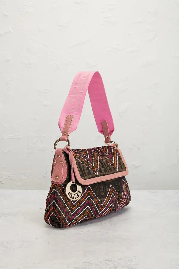 Fendi Zucca Chef Shoulder Bag In Pink