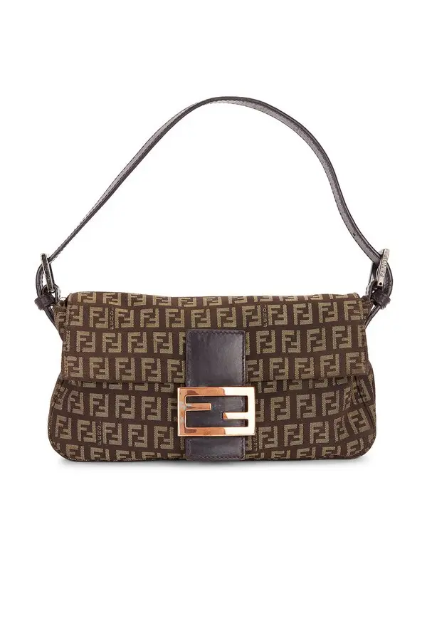 Fendi Zucchino Baguette Shoulder Bag - Brown