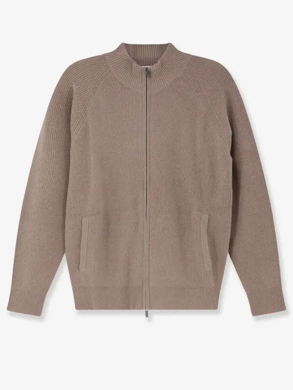 BRAMANI CASHMERE Cashmere Zipup Cardigan - Beige