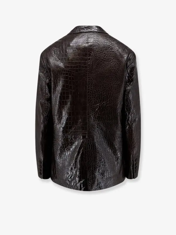 ALYSI Leather Jacket With Croco Print