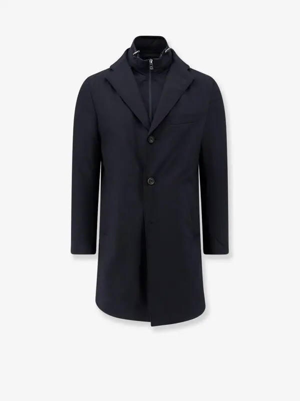 Corneliani Casual Nylon Coat With Virgin Wool Lining - Black