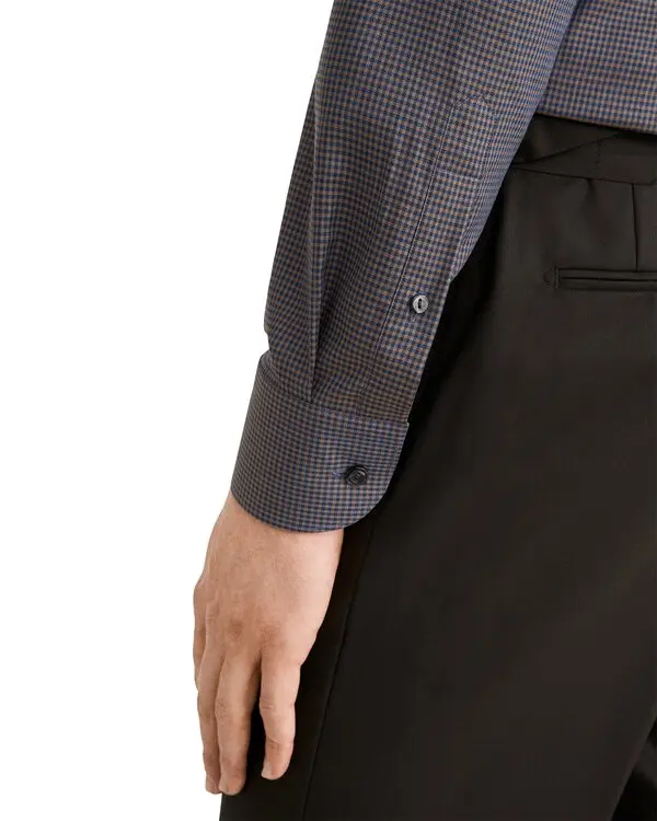 Eton Cotton Slim Fit Micro Check Flannel Dress Shirt