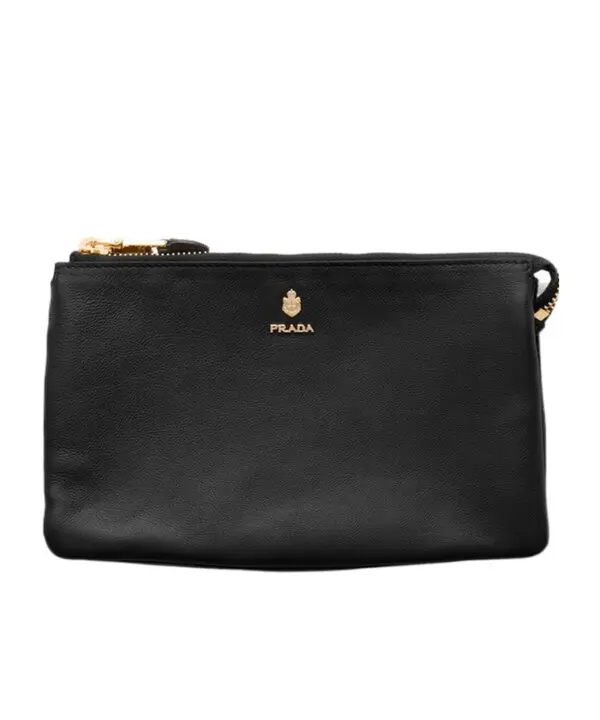 Prada Leather Zipper Pouch - Black