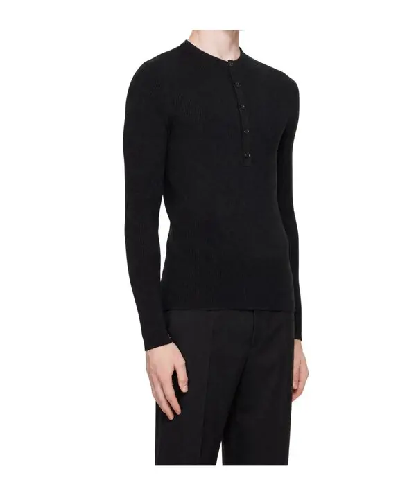LISA YANG Button-front Long-sleeve Polo Shirt