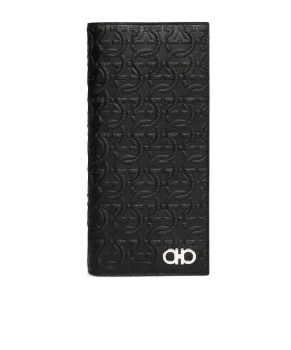 FERRAGAMO Vertical Bi-fold Wallet - Black