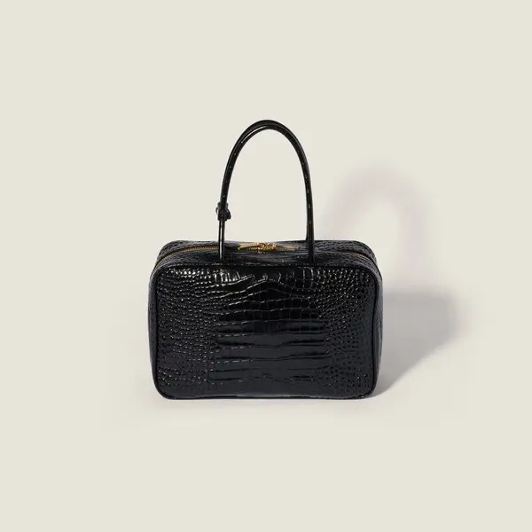 Miu Miu Beau Bag In Crocodile Embossed Leather - Black