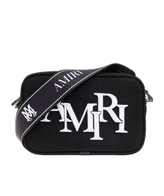 Amiri Logo Embroidered Staggered Messenger Bag - Black