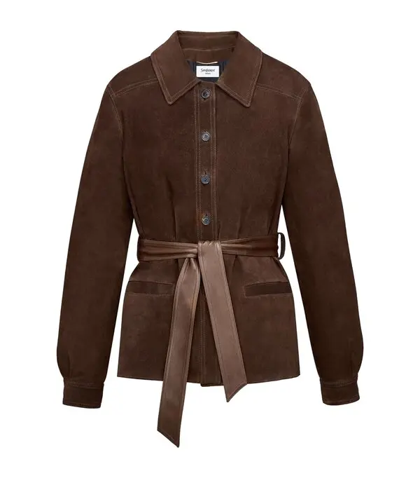 Saint Laurent Shearling-collar Suede Jacket