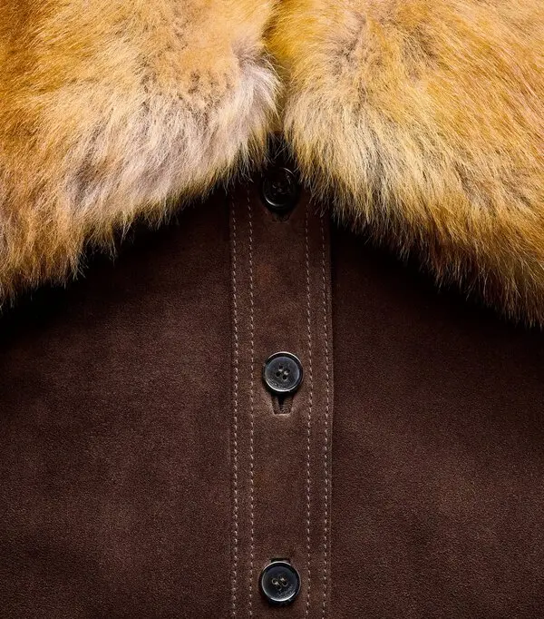 Saint Laurent Shearling-collar Suede Jacket