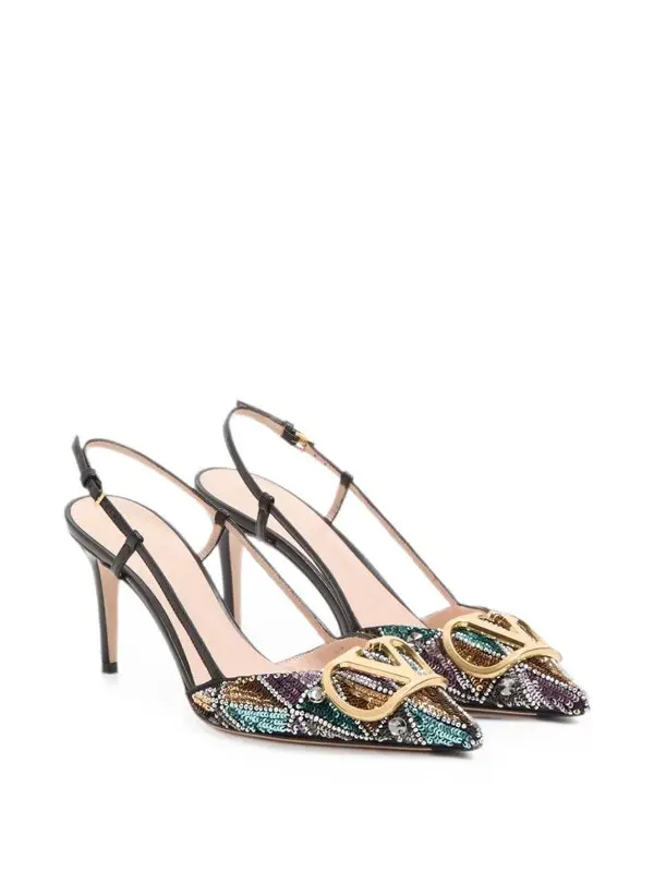Valentino Garavani Vlogo Signature Embroidered Slingback Pumps - Multicolor