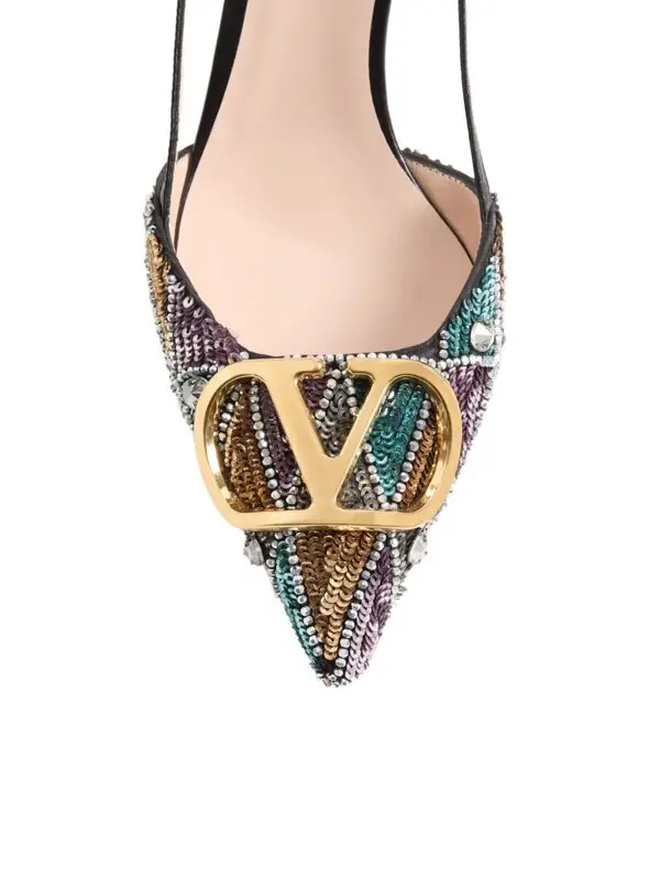 Valentino Garavani Vlogo Signature Embroidered Slingback Pumps - Multicolor