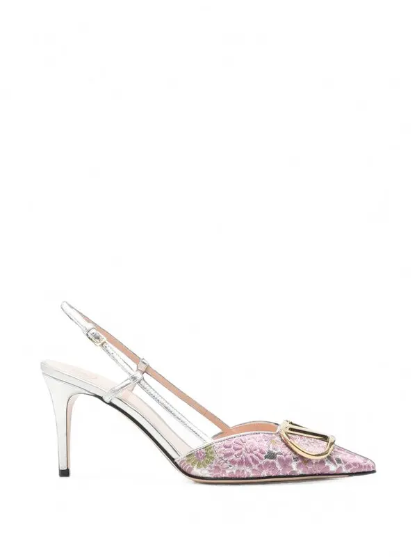 Valentino Garavani Vlogo Signature Embroidered Slingback Pumps - Multicolor