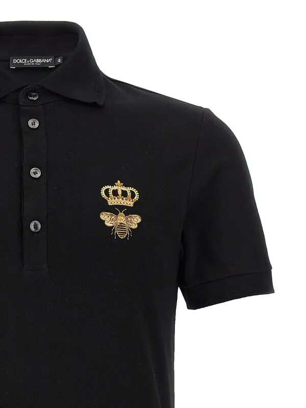 Dolce & Gabbana Embroidery Piquet Polo - Black