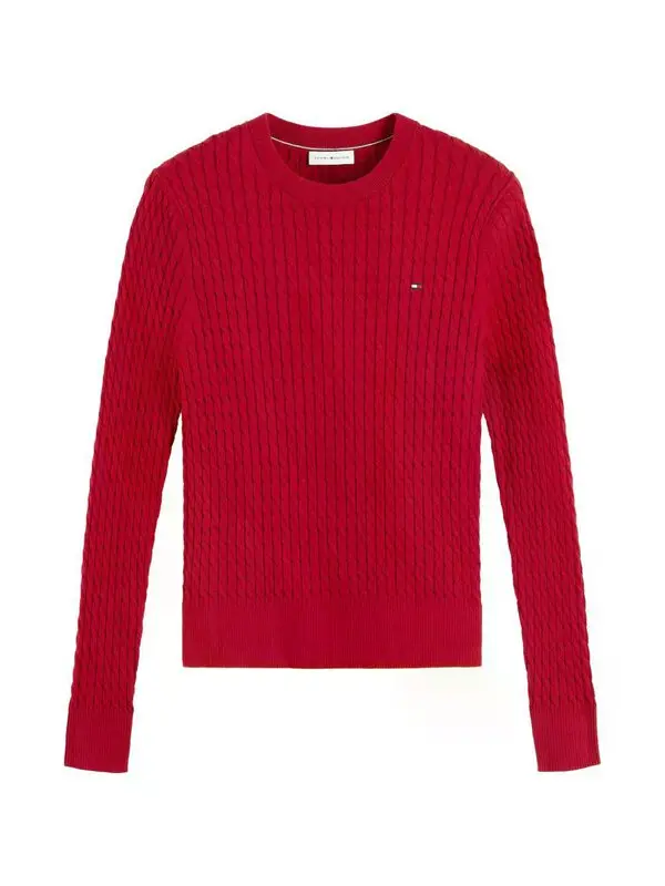 Tommy Hilfiger Cable-knit Logo-embroidered Sweater - Red