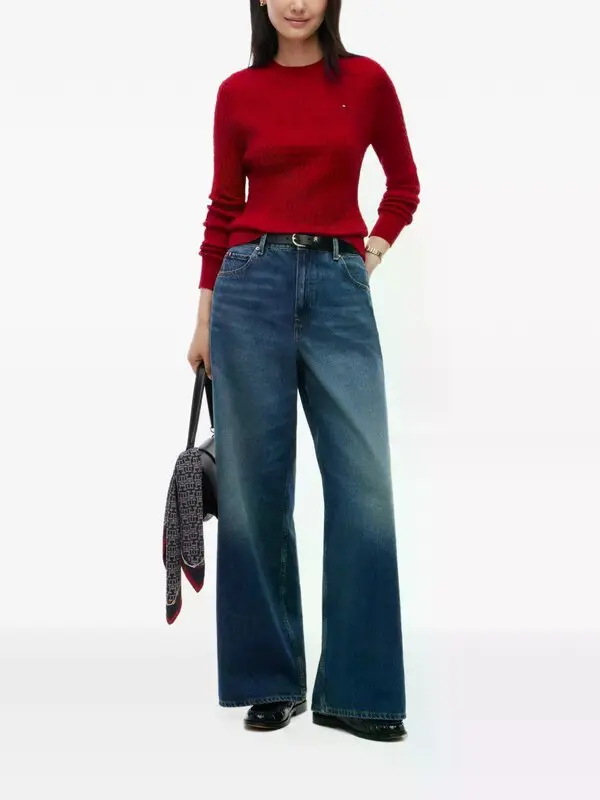 Tommy Hilfiger Cable-knit Logo-embroidered Sweater