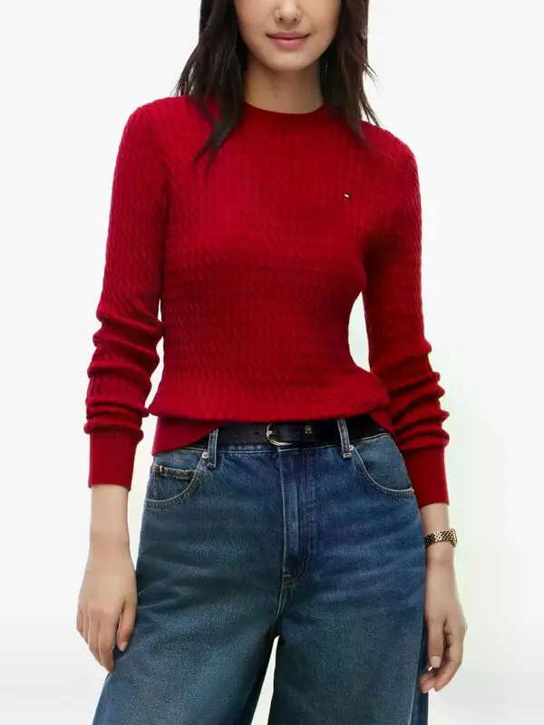 Tommy Hilfiger Cable-knit Logo-embroidered Sweater