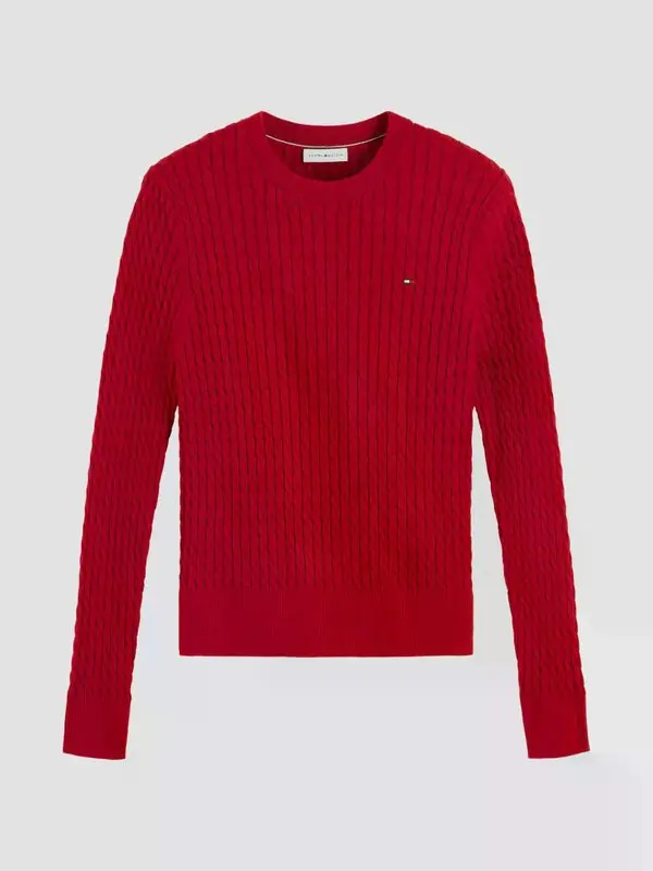 Tommy Hilfiger Cable-knit Logo-embroidered Sweater - Red