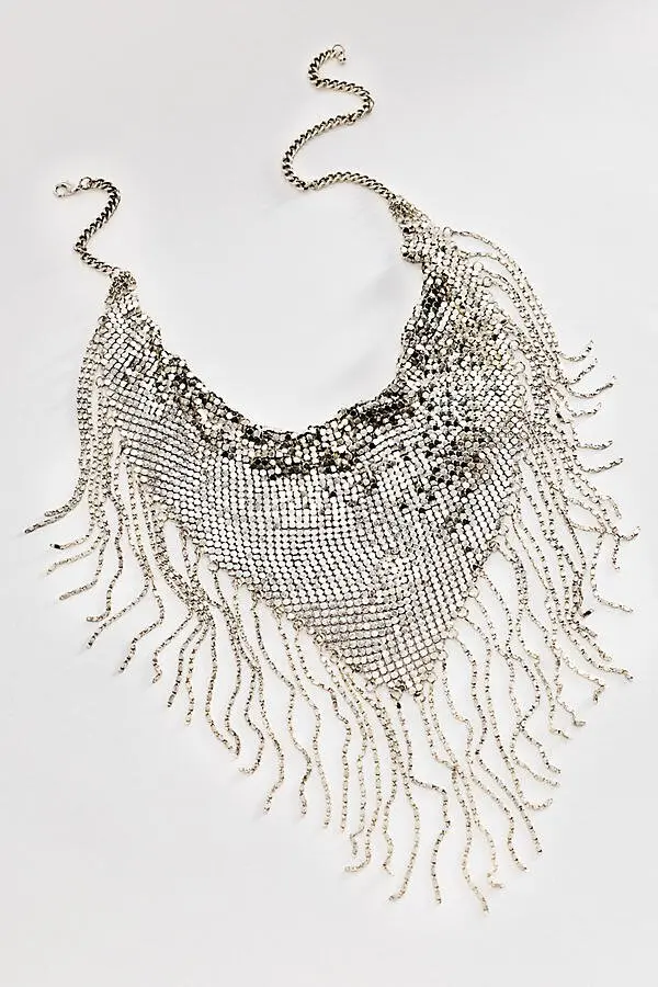 Anthropologie Chamail Scarf Necklace - Silver