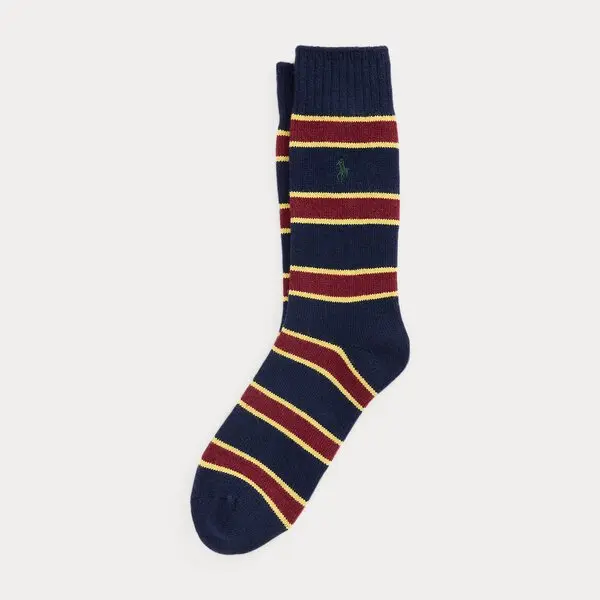 Ralph Lauren Repp-stripe Wool-blend Socks - Navy