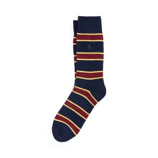 Ralph Lauren Repp-stripe Wool-blend Socks - Navy