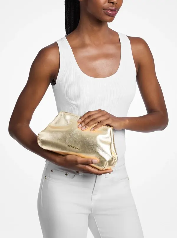 Michael Kors Ie Small Metallic Leather Convertible Clutch In By