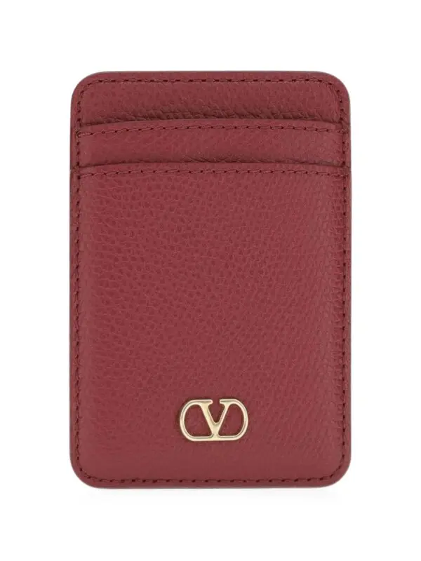 Valentino Garavani Vlogo Signature Leather Card Case - Red