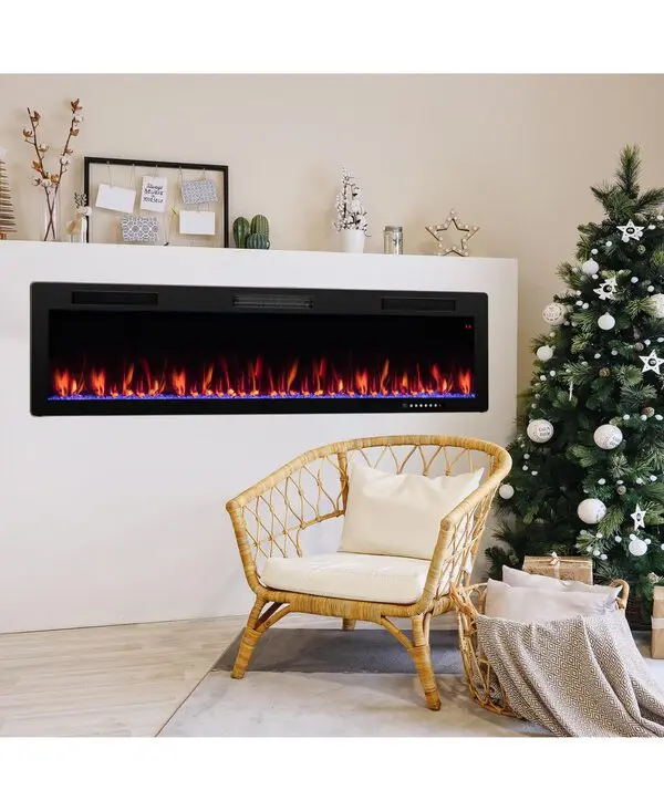 ECOOSO Electric Fireplace 60 Inches Recessed And Wall Mounted For 2' X 6' Stud
