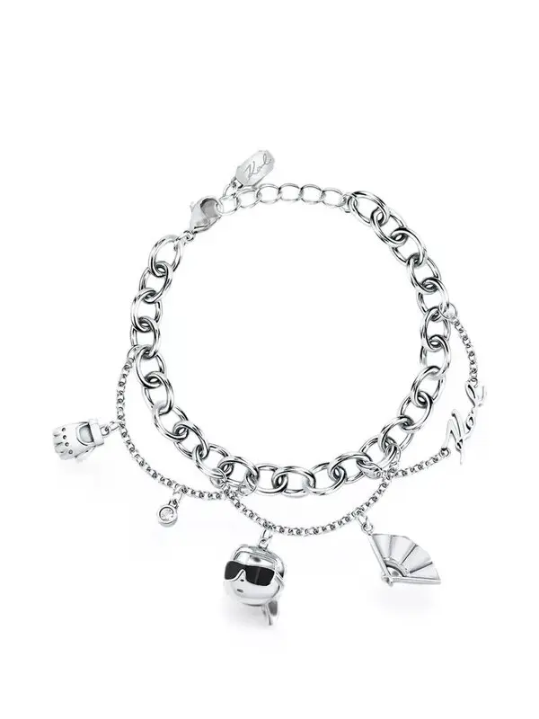 Karl Lagerfeld Ikon Charm-embellished Bracelet - Silver
