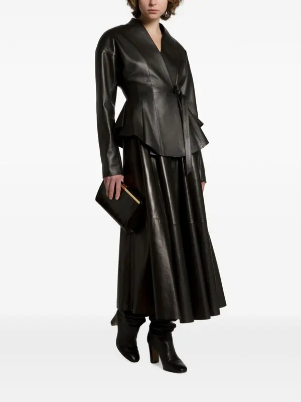 Alberta Ferretti Faux Leather Midi Skirt