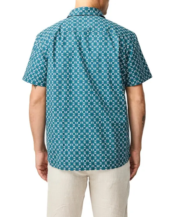 Rodd & Gunn Crown Hill Printed Short Sleeve Shirt - Bluestone