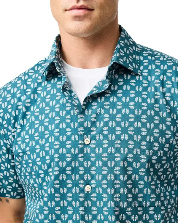 Rodd & Gunn Crown Hill Printed Short Sleeve Shirt - Bluestone