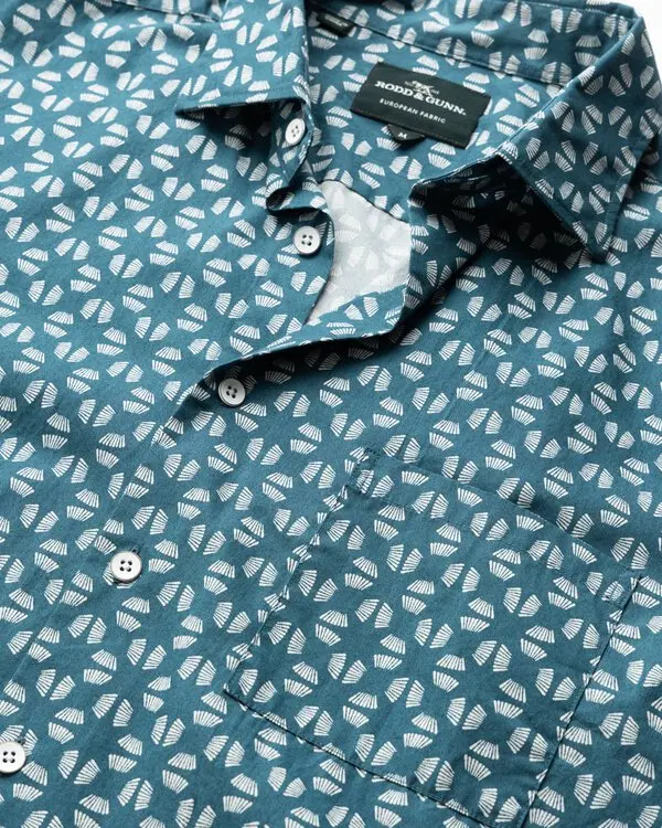 Rodd & Gunn Crown Hill Printed Short Sleeve Shirt - Bluestone