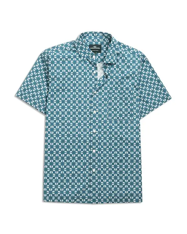 Rodd & Gunn Crown Hill Printed Short Sleeve Shirt - Bluestone
