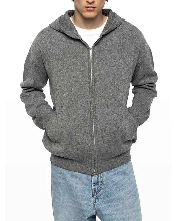 Zadig&Voltaire Camille Cashmere Zip Front Hoodie - Medium Grey