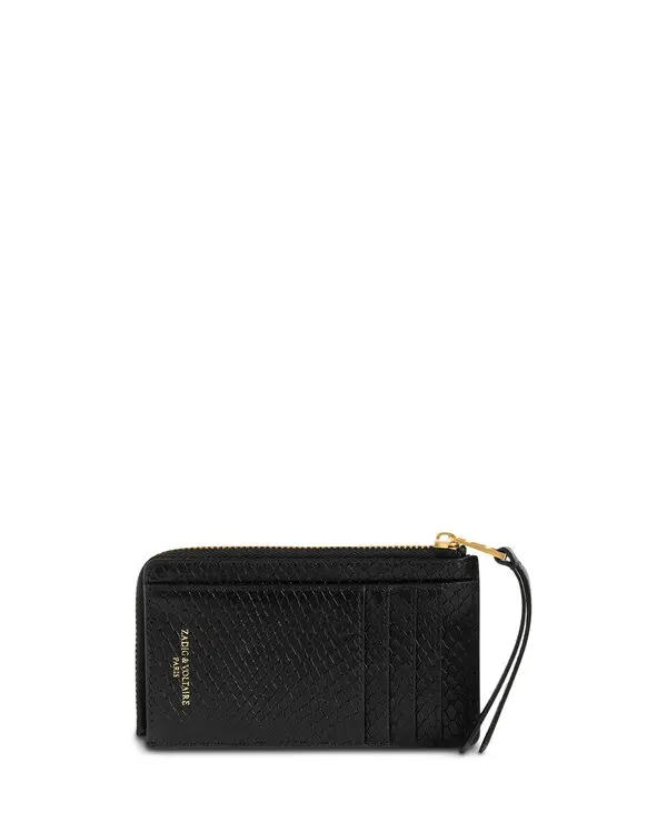 Zadig&Voltaire Wild Snake Embossed Zip Leather Card Case