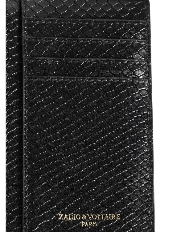Zadig&Voltaire Wild Snake Embossed Zip Leather Card Case