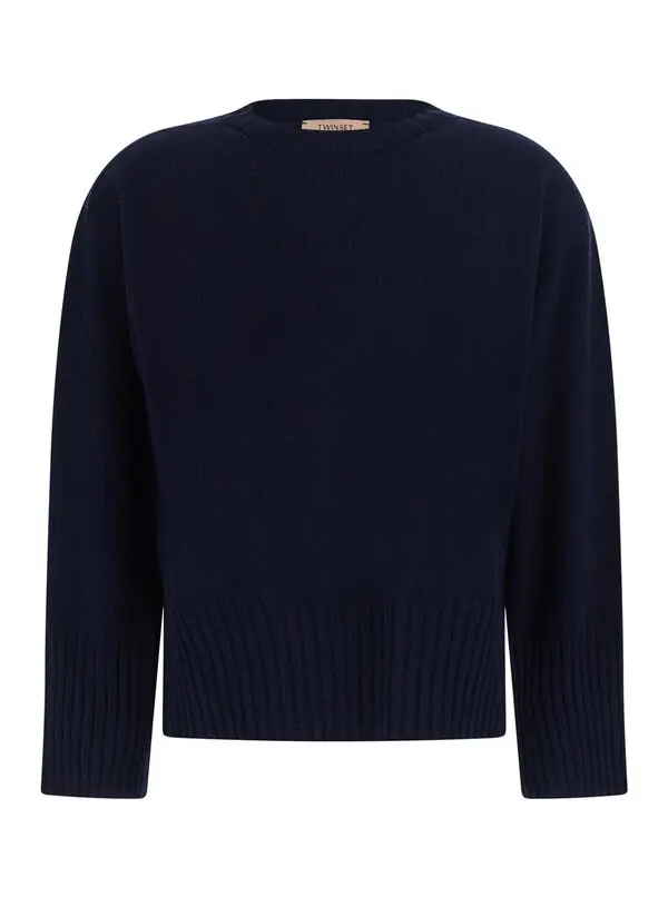 TWINSET Classic V-neck Long Sleeve Top In Tech Fabric For