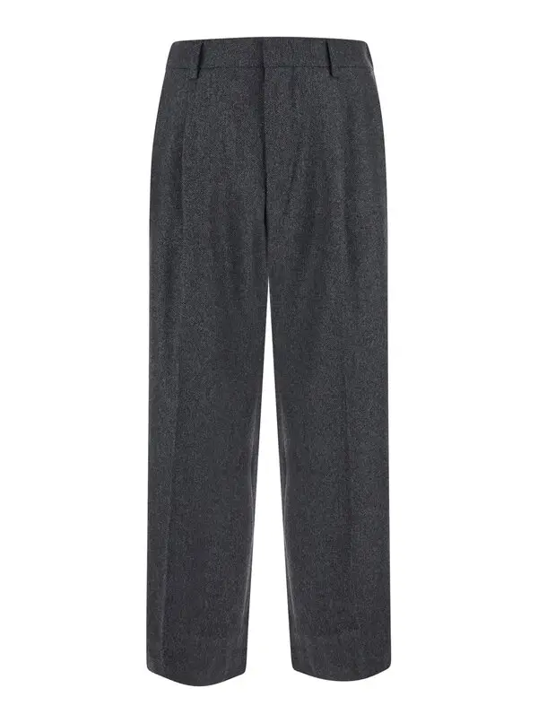 NN.07 Pleated Trousers With Wide Straight Hem - Grey
